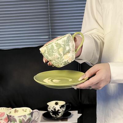 280ML Retro Floral Coffee Cup Saucer Gift Box Christmas Gift