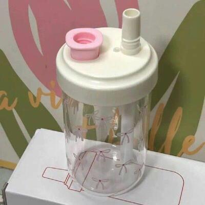 Drinkware 500ml Straw Cup Bowknot Large Capacity Water