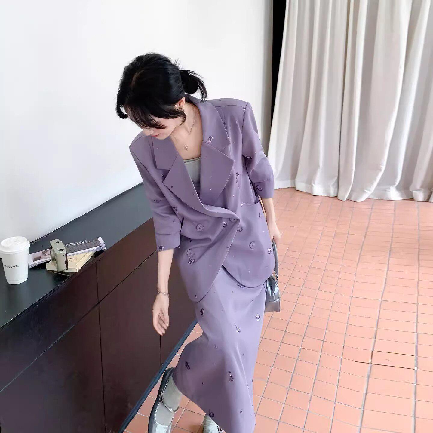 Rouje Moaks西服套装裙女春秋新款高级感减龄西装半身裙两件套