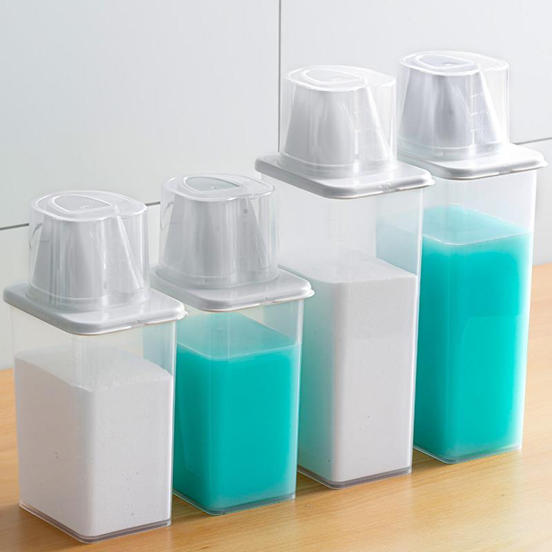 日本洗衣粉收纳盒家用洗衣凝珠塑料桶装洗衣液密封容器专用储存罐