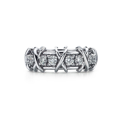 99新Tiffany/蒂芙尼sixteen stone Schlumberger钻石戒指铂金51号