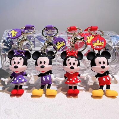 Anime Mickey Keychain Cartoon Stitch Cute Minnie Keyring Stu