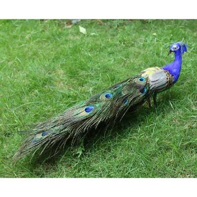 Fake Lifelike Artificial Feather Peacocks Bird Decor