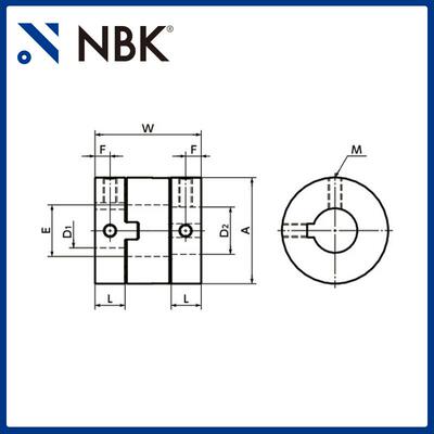NBK MOR-15-38K 十字滑块联轴器 定位螺丝键槽型容许误差调整