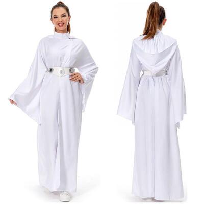 Women Princess Girls Leia Cosplay Fantasy White Robe Movie