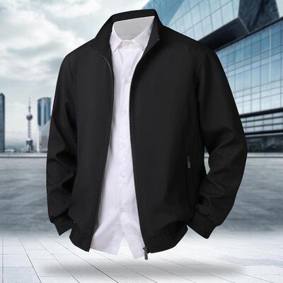 Men's long sleeved stand up collar jacket in plus size for