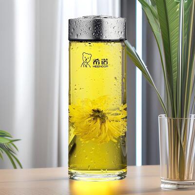 希诺6015单层玻璃杯加厚大容量家用透明便携玻璃杯