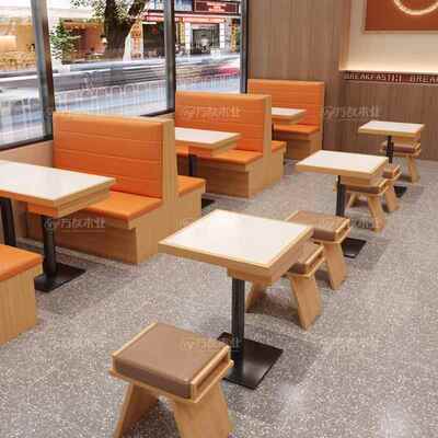 馆桌椅组合5466米面餐拌饭桌子带抽屉烧烤店桌商村用餐饮家具卡座