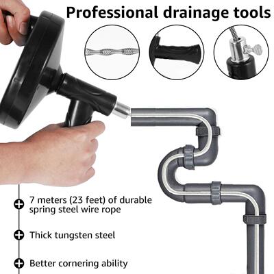 Sink Pipe Drain Cleaner Unblocker Auger Unblock Plunger with