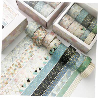 18Pcs/Set Gold Foil Washi Tape Cute Plant Flower Masking Tap