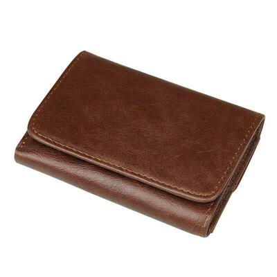RFID Blocking Genuine Leather Short Wallet For Men Solid
