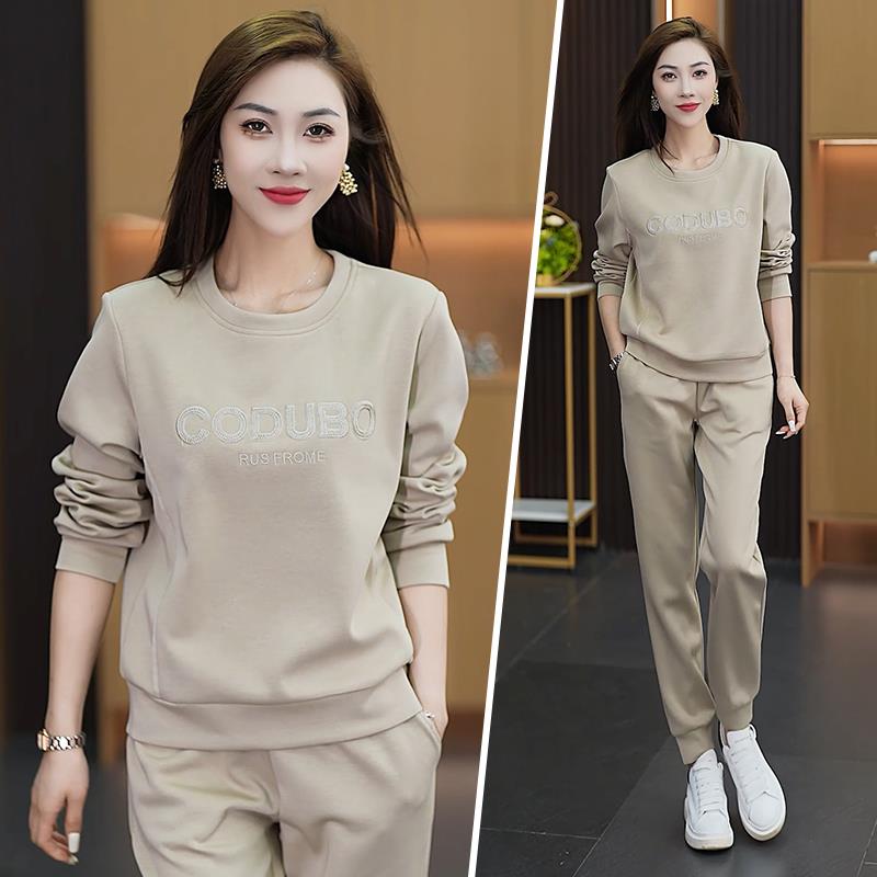 82179958休秋两闲运动套装女春季新款时尚高端圆领服卫衣宽松显瘦
