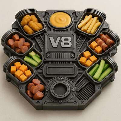 跨境爆款V8 Engine Food Platter V8发动机食物拼盘