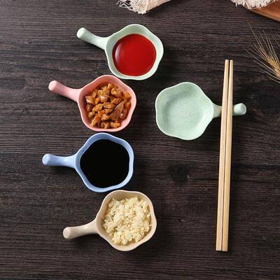 Wheat straw flower design condiment dish for sauces and dips
