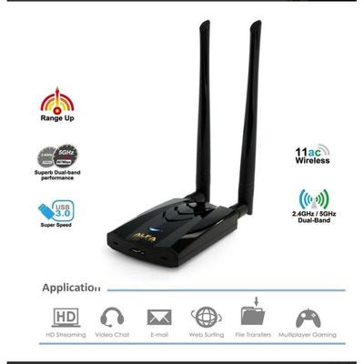 台湾製造 ALFA AWUS036ACH RTL8812AU 网卡 BT5 Kali Linux MAC拉车