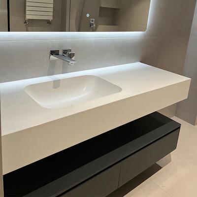 贝丝特拉 定制杜邦可丽耐一体盆实木浴室柜组合洗漱台岩板无缝盆