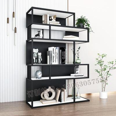 新中式铁艺TED隔断置物室落地艺术书架工业风客架厅济经型办公博