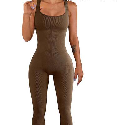 Women's High-Stretch Solid Bodycon Jumpsuit - Skinny Sleevel