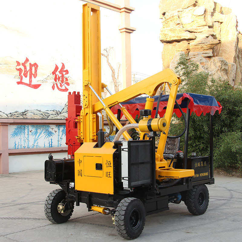 高速公路打护栏桩带拔方桩空压机压一体打桩机护栏打桩机钻护栏机