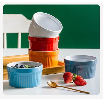 6pcs/set White ceramic ramekin baking bowl pudding bowl cup