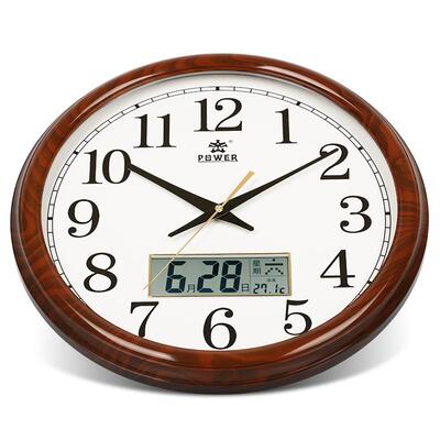 霸王木纹色挂钟客厅日历挂钟PW0532-PW0590-PW8917-PW8232