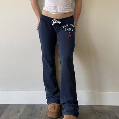 Vintage American Style Letter Printed Flare Sweatpants Women