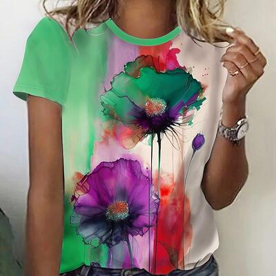 womens dragonfly print fitted round neck tee casual crew
