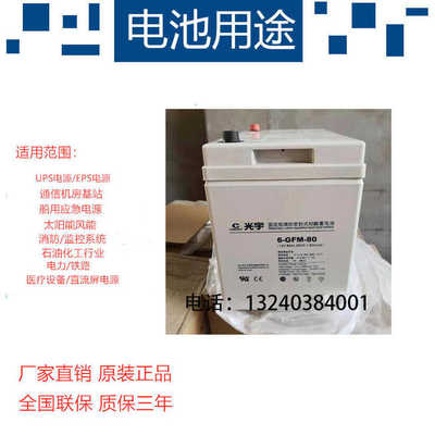 光宇蓄电池6-GFM-80C 免维护蓄电池 光宇12V80AH UPS电源 消防用