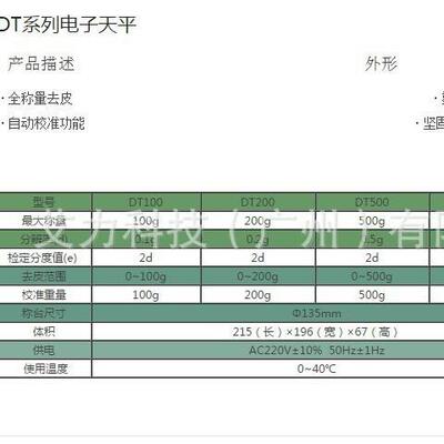 双杰G&G ELECTRONIC SCALE DT100 DT200 DT500 DT1000电子天平