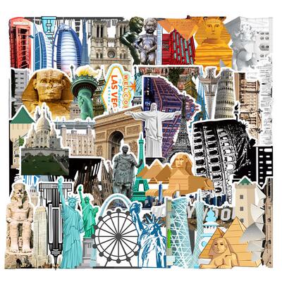 10/30/64pcs World Famous Building Landmark Stickers Decal Fo