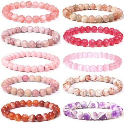 Pink Bracelet Natural Stone Bracelets Women Quartzs Agat
