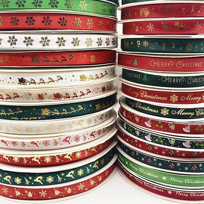 5yards/Lot 10mm Christmas Ribbon Printed Christmas Grosgrain