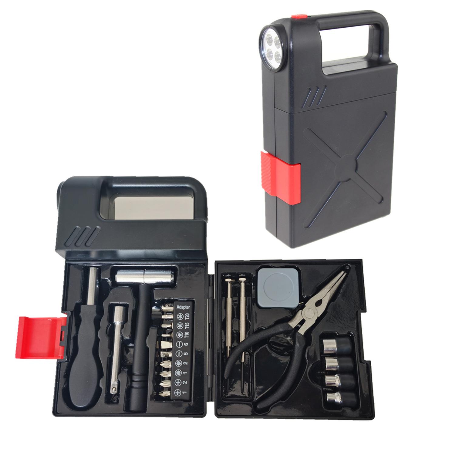 手电筒工具套装组套工具手提灯电筒工具套装21件套礼品LED灯工具