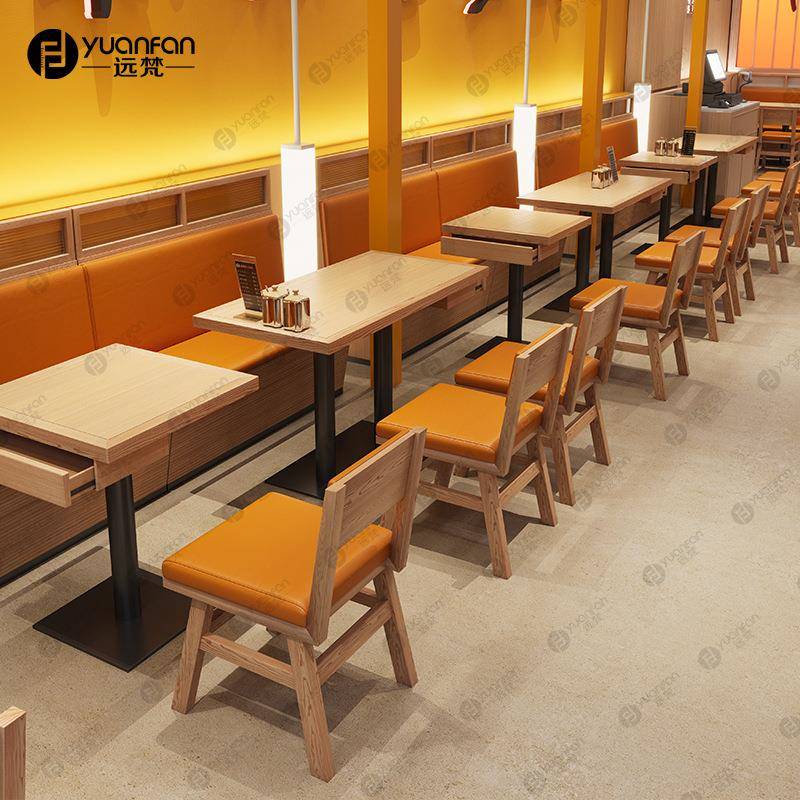 面馆米村拌饭带抽屉桌饺子馆米粉店饭店麻辣烫快餐店桌椅卡座沙发