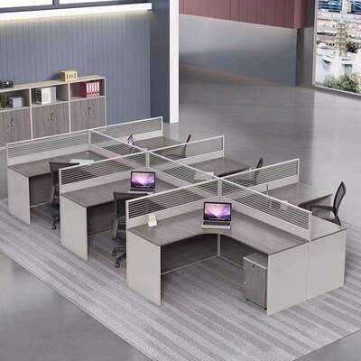 办公桌代椅合职员屏风员工位简约现财务室家人具DQC双人4/组四工