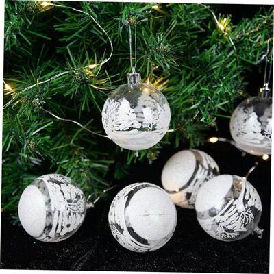 6pcs 6cm Transparent Snow Christmas Balls Pendants for Chri