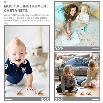 12 Pcs Other Educational Toys Child Finger Castanet Wood