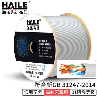 超五类低烟无卤B1阻燃等级网线05米灰色CAT5E-LSZH-B1