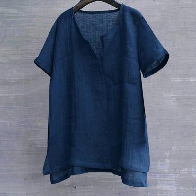 Cotton and linen monochrome men's short sleeved shirt,