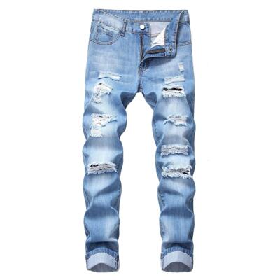 Men's Flap Detail Button Ripped Jeans, Regular Fit Casual