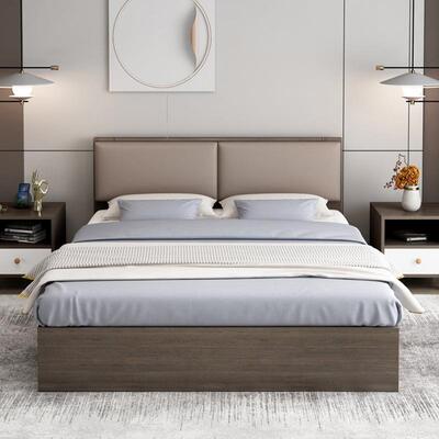 软包板现代简约榻榻收米床高纳米储式箱3655物床主卧双人床