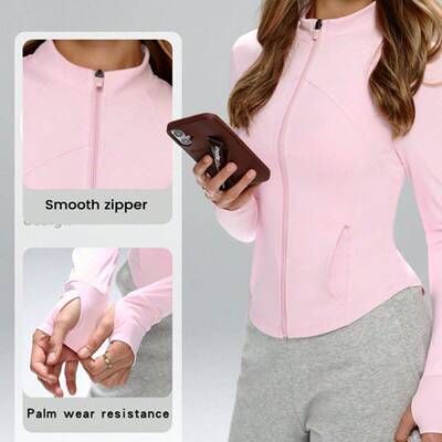 Women's Fitted Sport Jacket with Fleece Lining High Neck