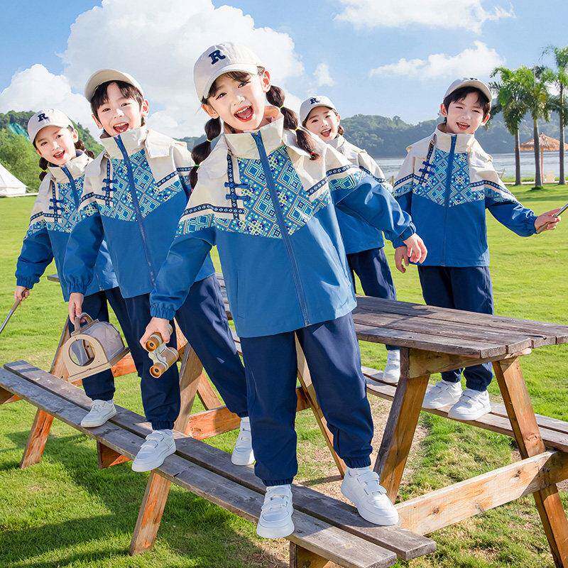 小学生冲锋衣运动队服三件套春秋冬装幼儿园园服男女班服校服套装