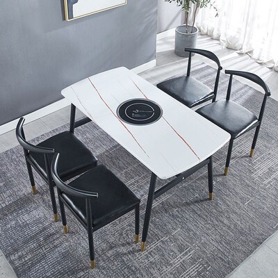 餐桌小户型用家火锅方形电磁炉串串香餐桌桌椅RTA休闲快餐厅椅组