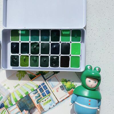 Ds绿色水彩涂料包装Mg Hb山水森林铁盒Ds大师水彩包装