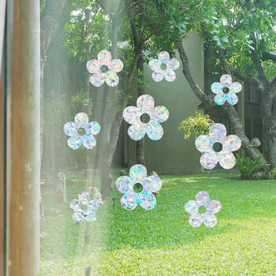 RPS036太阳捕手炫彩彩虹棱镜小花静电玻璃贴PVC无胶防撞窗户贴膜