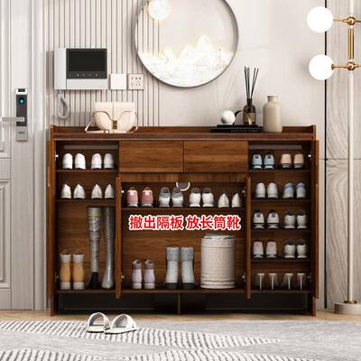 新中式鞋柜柜家KLY门口简约门质厅大容量鞋收纳柜木鞋架用鞋柜多