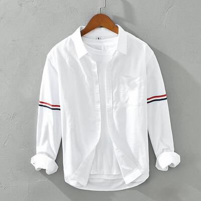 Color blocked shirt square collar white shirt base top