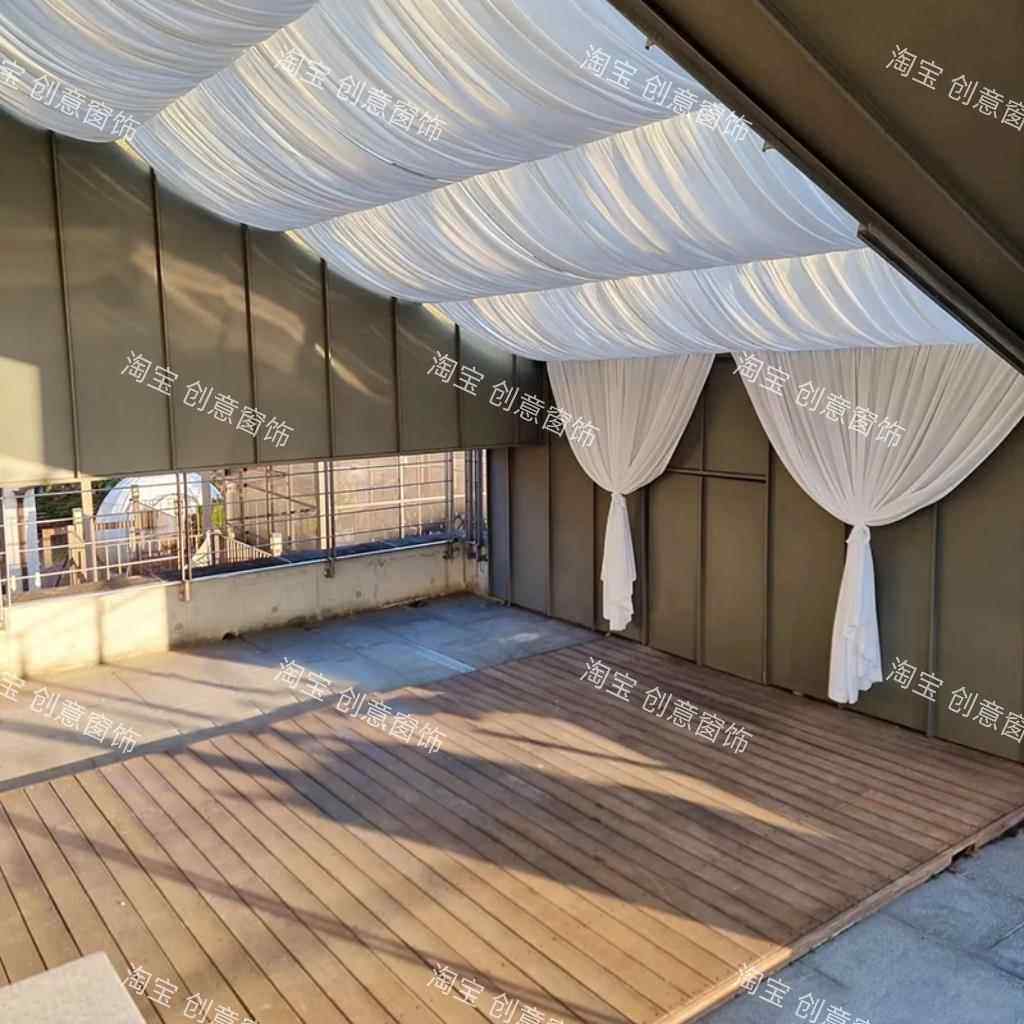 手动可拉开玻璃阳光房遮阳顶帘防晒隔热吊顶天幕纱幔顶棚专用天窗
