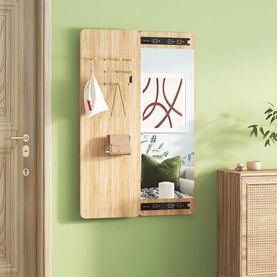 可遮挡全口身镜壁挂式入户门架隐形关闭穿衣镜镜衣帽子XBT一体试